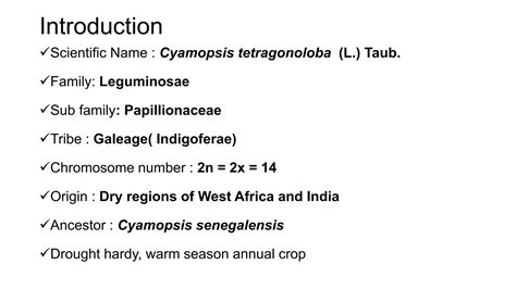 Cluster Bean Seed Production Pptx Agriculture Industries