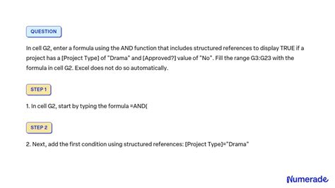 solved in cell g2 enter a formula using the and function that includes structured references