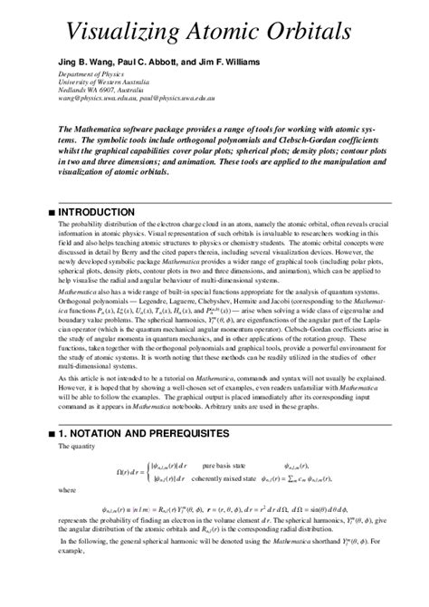 Pdf Visualizing Atomic Orbitals