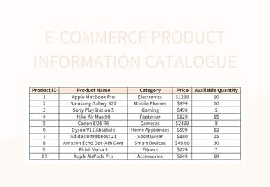 Free Product List Templates For Google Sheets And Microsoft Excel Slidesdocs