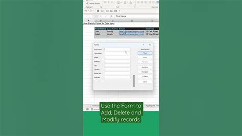 Shorts 🔥create A Simple Data Entry Form In Excel Youtube