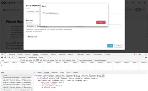 `unknown field` error when editing dashboards with `remote id` and