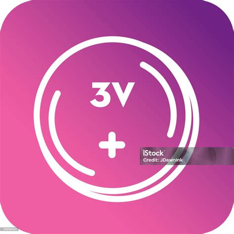 배터리 3 볼트의 Cr2032 리튬 배터리 평면 간단한 개요 라인 아트 디자인 아이콘 배터리 전원에 대한 스톡 벡터 아트 및 기타 이미지 배터리 전원 작은 그라데이션