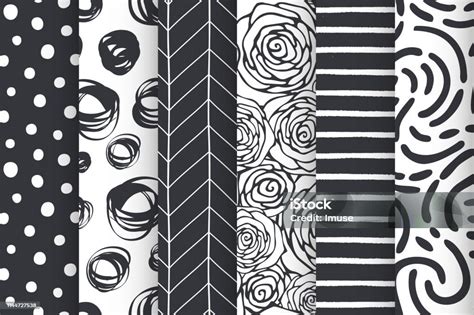추상 손으로 그린 기하학적 간단한 최소한의 완벽 한 패턴 설정 합니다 폴카 도트 줄무늬 파도 랜덤 기호 텍스처입니다 벡터 일러스트 가능성에 대한 스톡 벡터 아트 및 기타