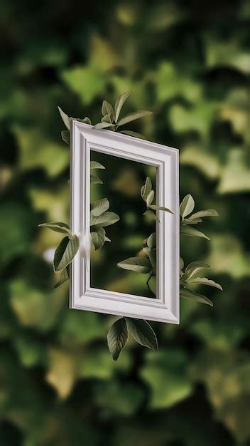 Rectangular White Frame Over The Leaves Backdrop Premium Ai Generated