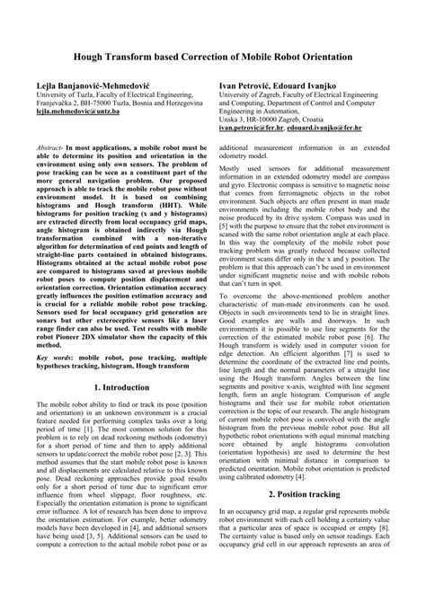 Pdf Hough Transform Based Correction Of Mobile Robot Orientation
