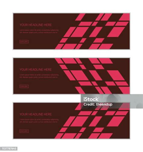 분홍색과 붉은 색으로 육각형을 형성 하는 평행 사변형 모양으로 만든 추상적인 배경 패턴으로 구성 된 웹 배너 디자인 서식 파일 세트 현대 장식 벡터 아트입니다 0명에 대한