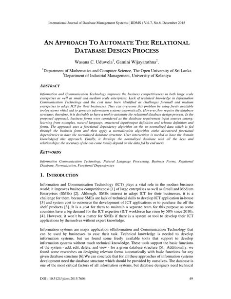Pdf An Approach To Automate The Relational Database Design Process