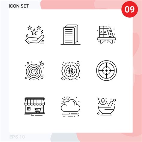 User Interface Pack Of 9 Basic Outlines Of Sticker Label Home Target Bulls Eye Editable Vector