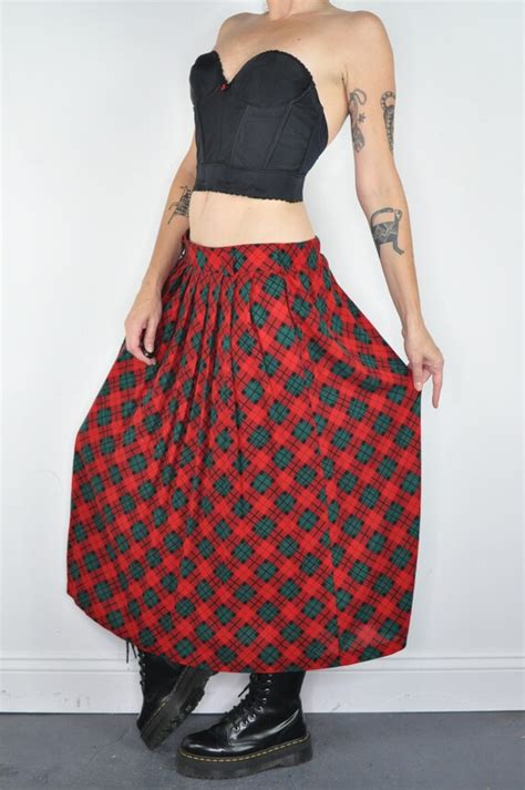 Vintage Red Plaid Skirt Gem