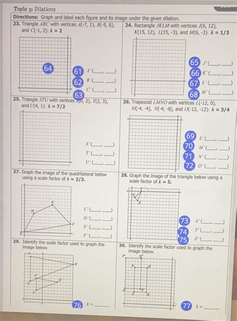 solved topic 5 dilations directions graph and label each figure and