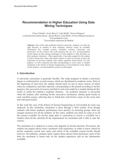 Pdf Recommendation In Higher Education Using Data Mining Techniques