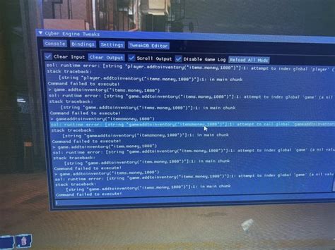 cyber engine tweaks issue commands not working i use steam r