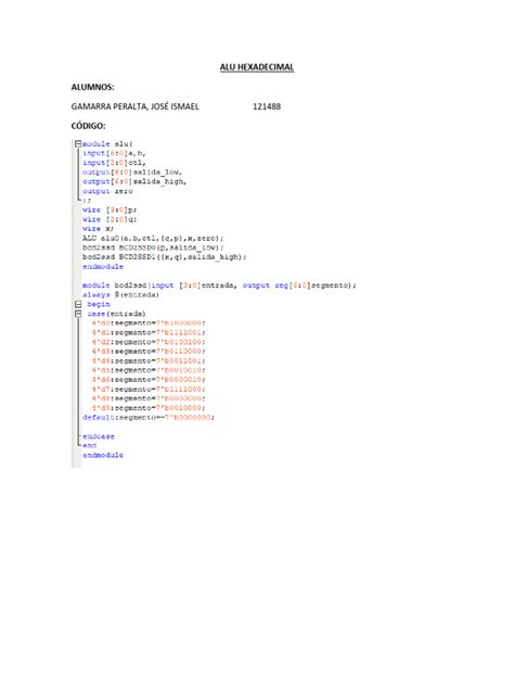 Alu Hexadecimal Pdf
