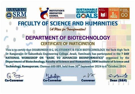 Dharunesh B G On Linkedin Bioinformatics Srm Ramapuram Workshop Biotechnology…