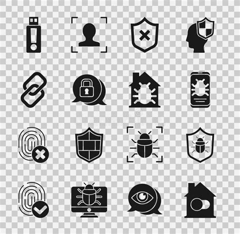 Set Smart Home System Bug On Mobile Shield With Cross Mark Cyber