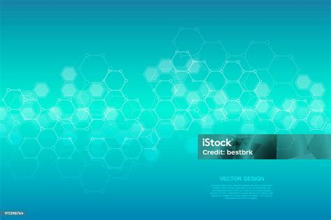 육각형와 기하학적 추상 배경입니다 분자 구조 및 통신 과학 기술 및 의료 개념 벡터 일러스트 레이 션 육각형에 대한 스톡 벡터