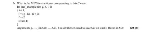 Solved What Is The MIPS Instructions Corresponding To Chegg Com