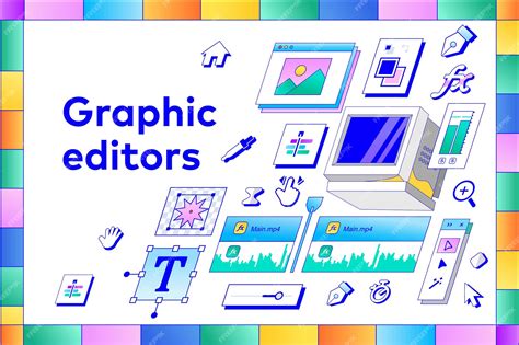Premium Vector Graphic And Motion Ux Ui Designer Toolbars In Retro Colorful Style Vector