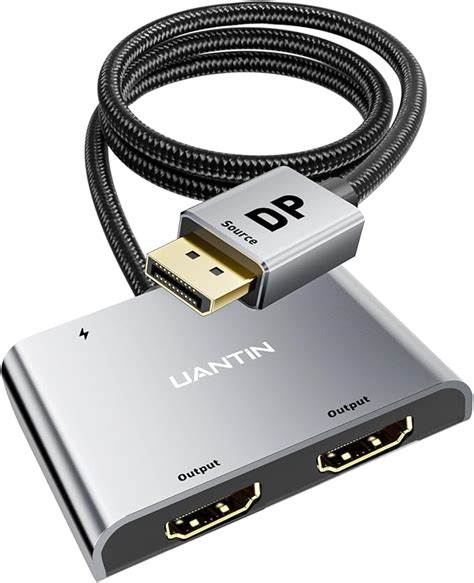 Uantin Displayport To Dual Hdmi Adapter 4k 60hz Dp Source To Hdmi Splitter Extended Display