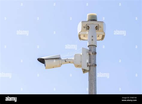 Modern Security Camera Monitoring Public Space Ensuring Safety And