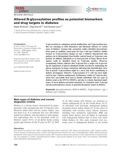 Pdf Altered N Glycosylation Profiles As Potential Biomarkers And Drug