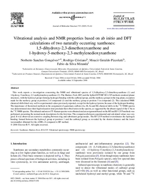 Pdf Vibrational Analysis And Nmr Properties Based On Ab Initio And