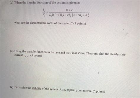 Problem Consider The DC Motor System Shown Below Chegg Com