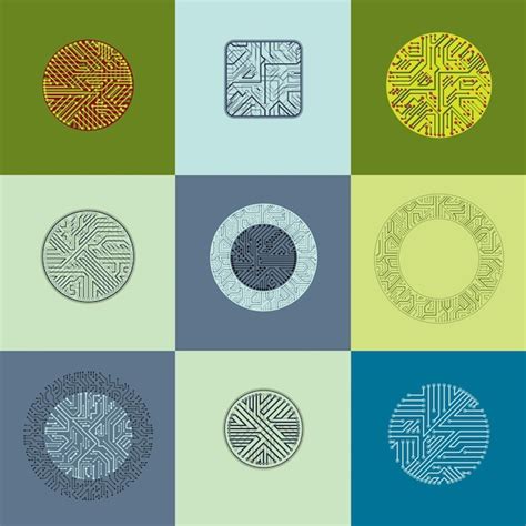 Premium Vector Set Of Vector Technology Cpu Designs With Square And Circular Microprocessor