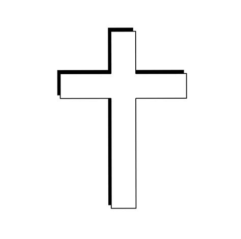 Outline Christian Cross Icon Wit Black Shadow Isolated On White