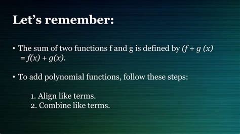 Addition And Subtraction Of Polynomial Functions Pptx Computing