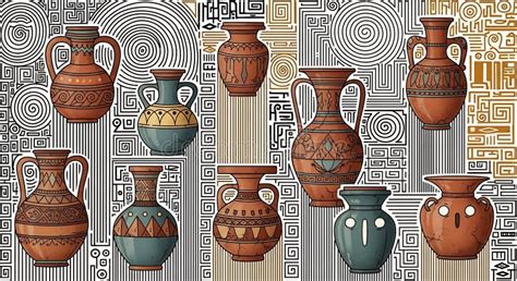 Ancient Greek Vases With Traditional Pattern Stock Vector