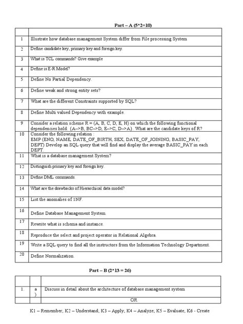Dbms Important Questions Pdf Databases Relational Model