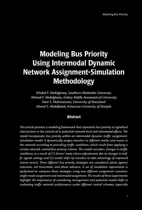 Solution Modeling Bus Priority Using Intermodal Dynamic Network