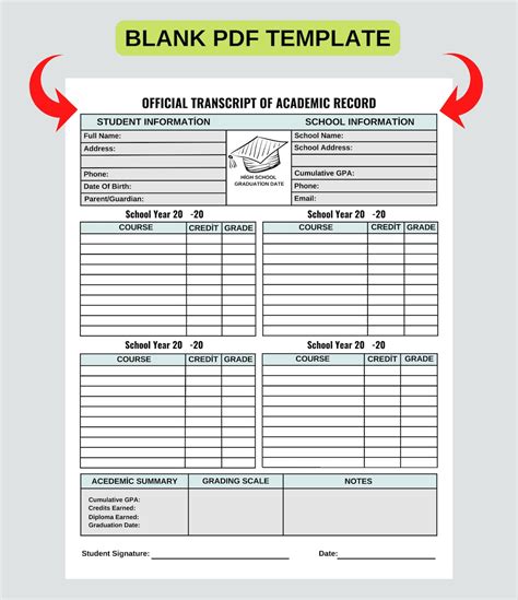 Homeschool Transcript Template Official High School Grades Editable In Canva Etsy