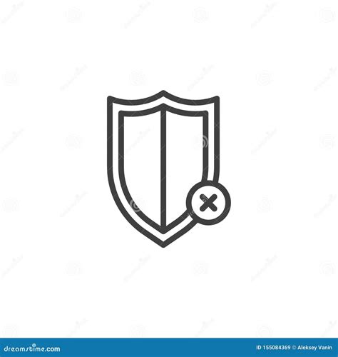 Reject Protection Notice Line Icon Stock Vector Illustration Of Notice Shield 155084369