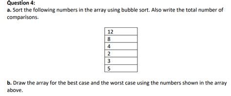Solved Question 4 A Sort The Following Numbers In The