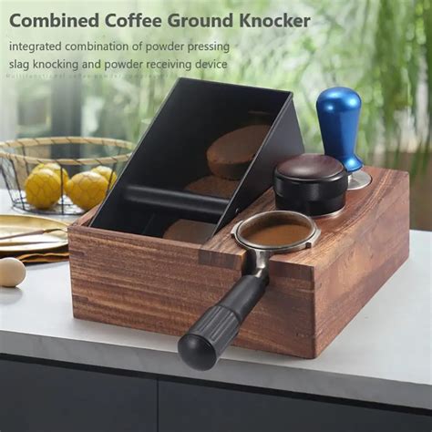 커피 바 노크 슬래그 박스 단단한 나무 손잡이 브래킷 분말 시트 천 분말 보관에 적합 58mm 커피 액세서리