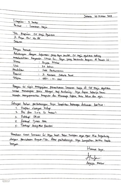 Contoh Surat Lamaran Kerja Tulis Tangan Cara Membuatnya Glints TapLoker Blog