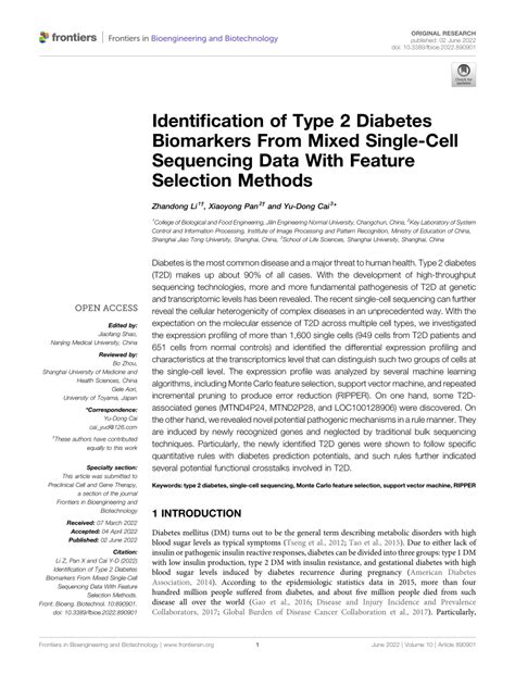 Pdf Identification Of Type 2 Diabetes Biomarkers From Mixed Single Cell Sequencing Data With