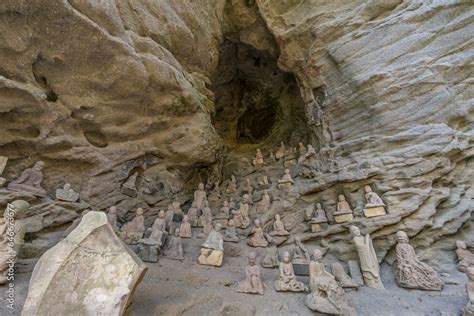 Mount Nokogiri Nokogiriyama Cave With Some Of The 1500 Arhat Or Rakan