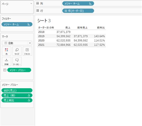 Tableau 前年比・前月比を表示する方法 Dataseeds～データエンジニアの備忘録～