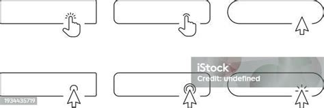 Click Blank Button With Pointer Clicking Mouse Pointer Pictogram Action Button Cursor Icon