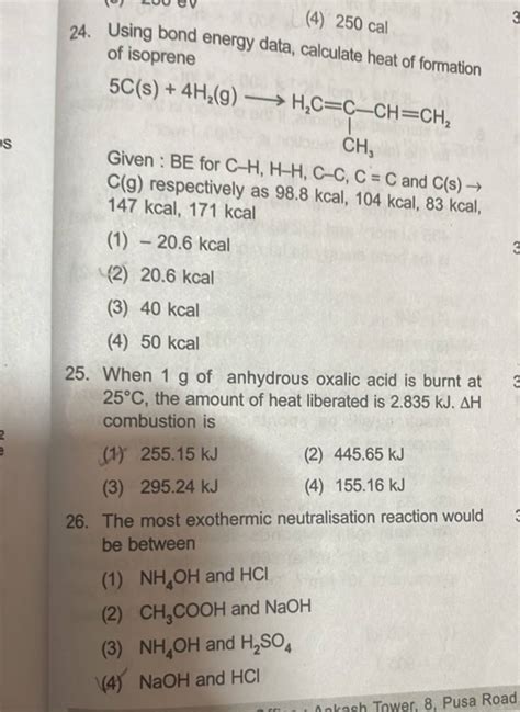 The Most Exothermic Neutralisation Reaction Would Be Between Filo