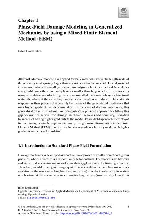 PDF Phase Field Damage Modeling In Generalized Mechanics By Using A Mixed Finite Element