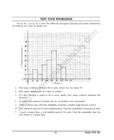 Cbse Class 8 Mental Maths Data Handling Worksheet