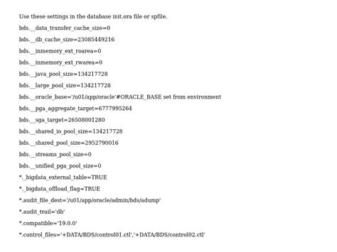 Initialization Parameter Settings For The Oracle Database Design