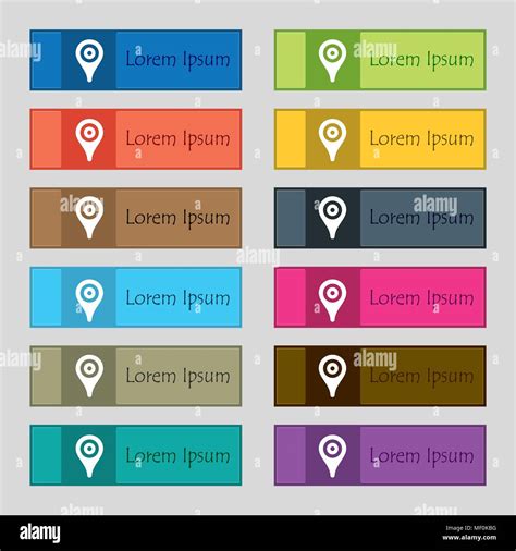 Map Pointer Gps Location Icon Sign Set Of Twelve Rectangular