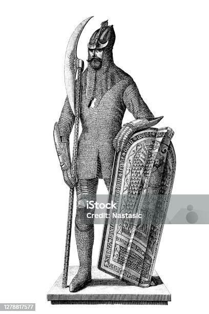 15세기 전형의 사슬 갑옷을 입은 보헤미안 전사 고풍스런에 대한 스톡 벡터 아트 및 기타 이미지 고풍스런 중세 체인 메일 갑옷 Istock