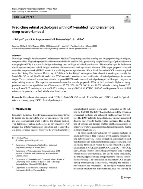 Predicting Retinal Pathologies With Iomt Enabled Hybrid Ensemble Deep